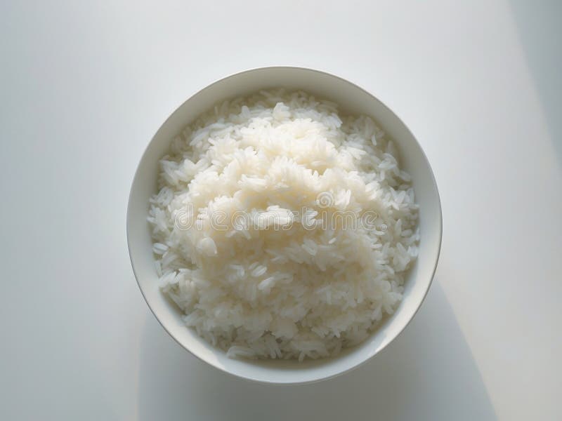 Top View White Bowl Filled Rice Appears Steamed Stock Photo - Image of ...
