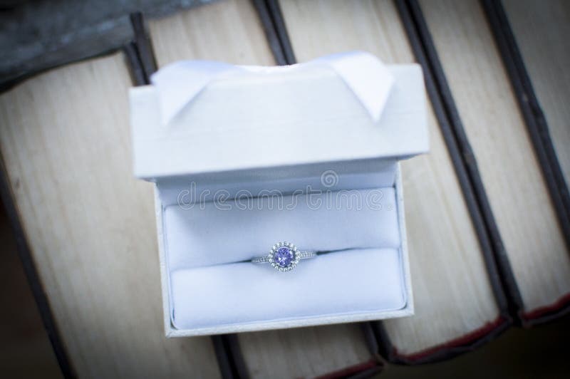 Top View White Box with Wedding Ring. Stock Photo - Image of shiny ...