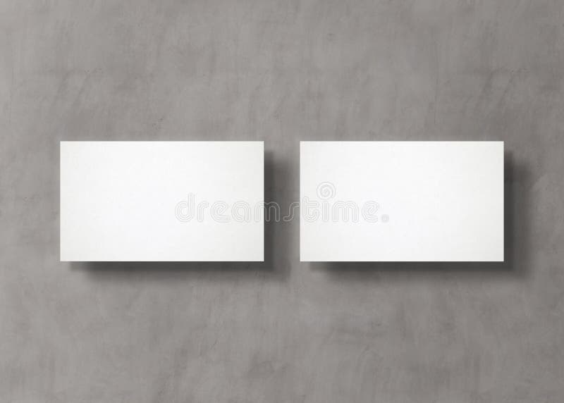 White Business Card Stack on Concrete Desk 3D Rendering Stock ...