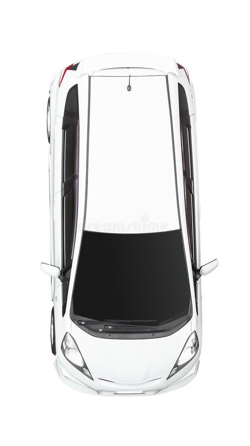 Top View Of White Car Isolated On White Background. With Clipping Path ...