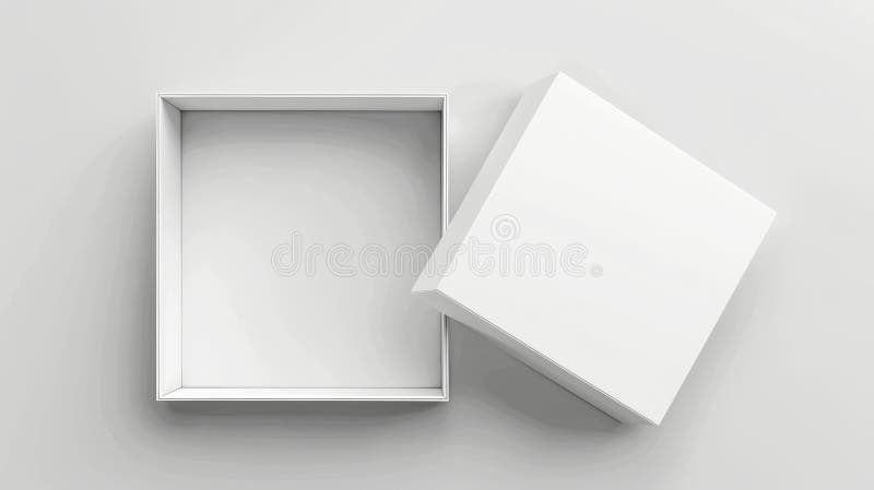 Top View of a White Cardboard Box Mockup in Modern 3D Format. Blank ...