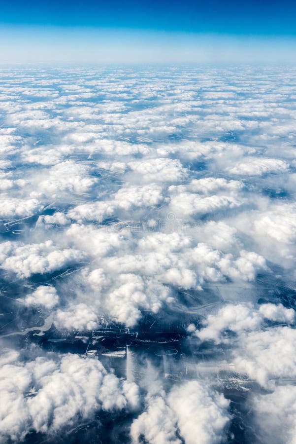 Top View of White Clouds Above the City Stock Image - Image of blue ...