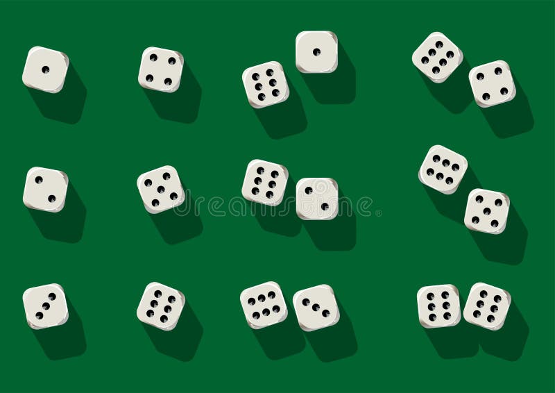 Top View of White Dice. Casino Dice on Green Stock Vector ...