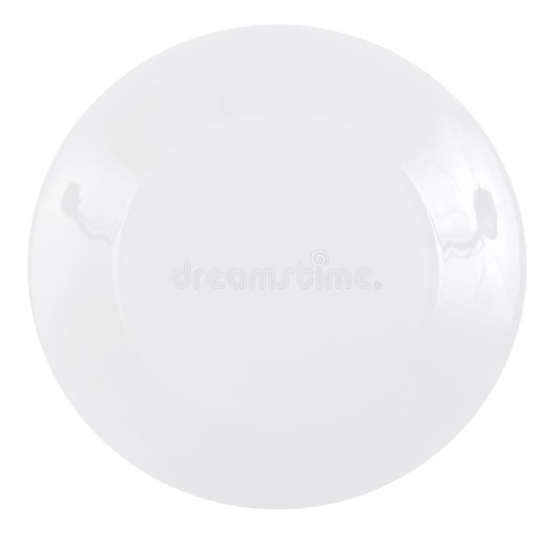 Top View of White Dinner Porcelain Plate Isolated Stock Photo - Image ...