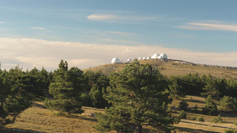 Top View of Observatory on Background of Mountains in Summer. Clip ...