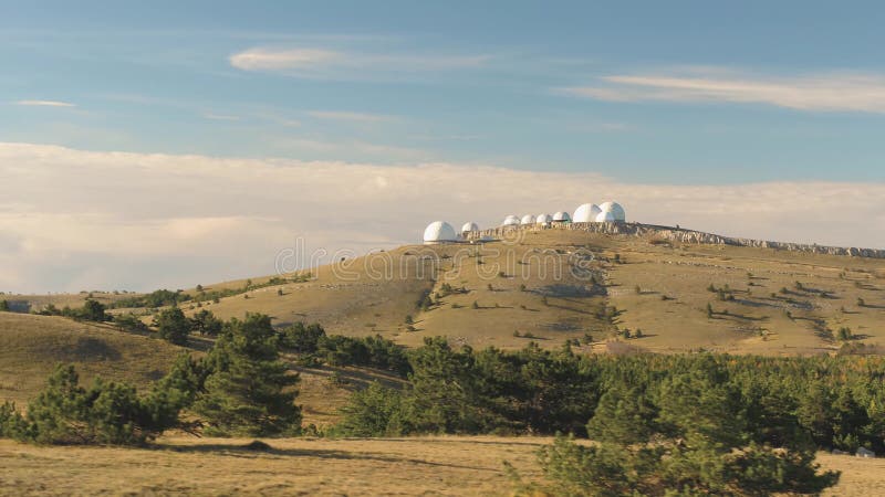 Top View of Observatory on Background of Mountains in Summer. Clip ...