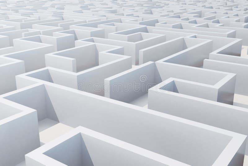 Top View of White Labyrinth. 3d Rendering Stock Image - Image of close ...