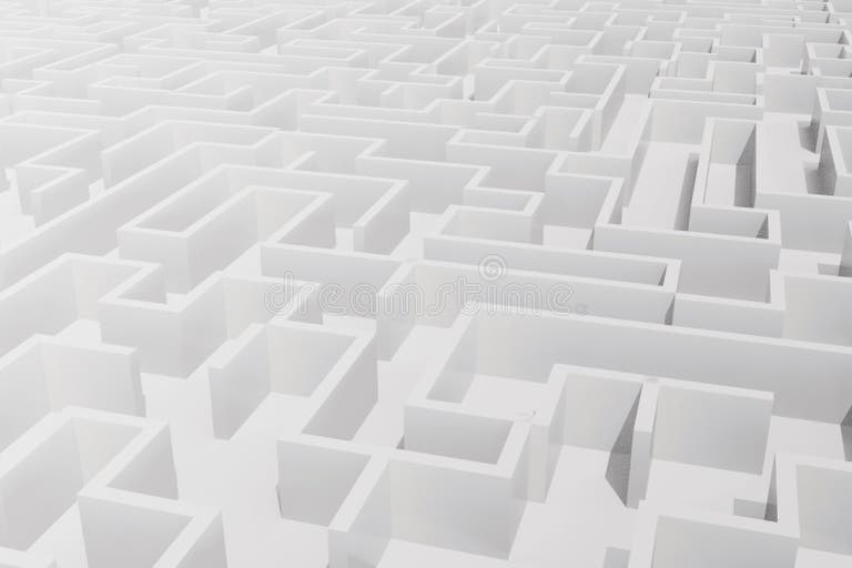 Top View of White Labyrinth. 3d Rendering Stock Illustration ...