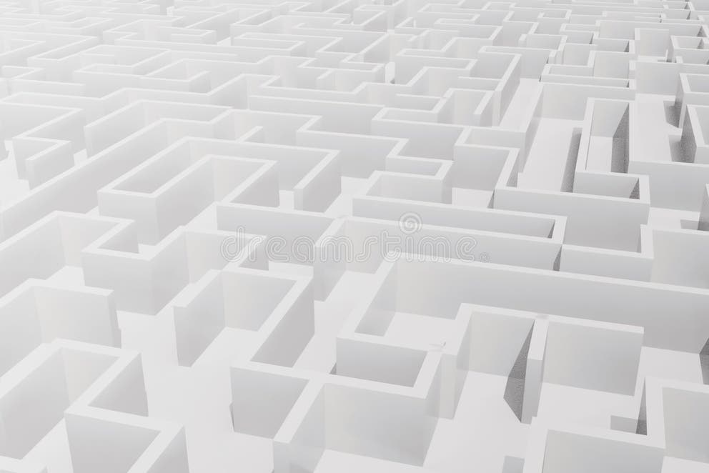 Top View of White Labyrinth. 3d Rendering Stock Illustration ...