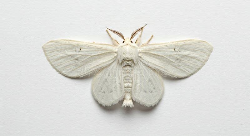 Top View of a White Moth Isolated on White Background Stock ...