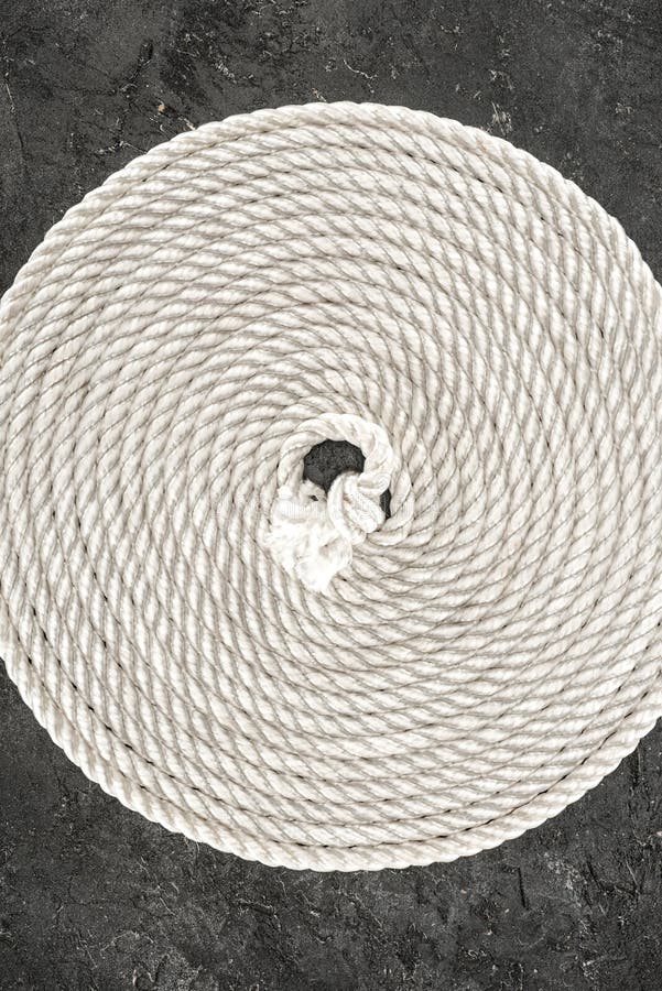 Top View of White Nautical Rope Arranged in Circle on Dark Stock Image ...