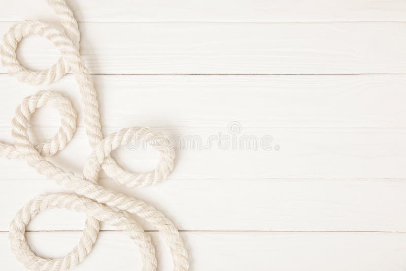 Top View of White Nautical Rope Stock Image - Image of arranged, wood ...
