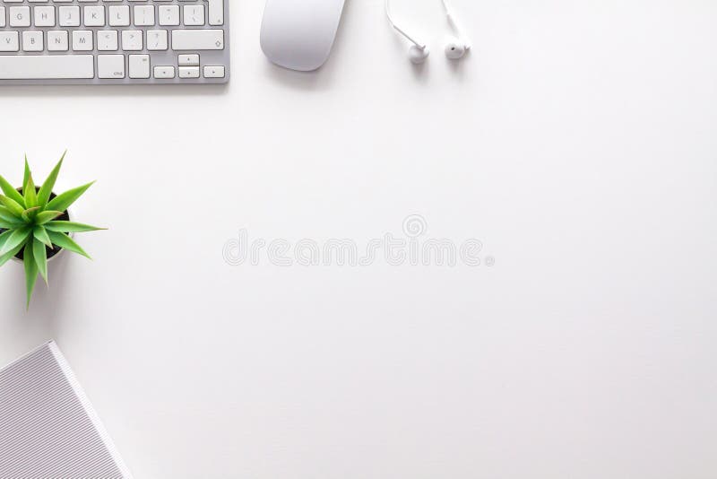 Top View of a White Office Desk. Copy Space Stock Image - Image of ...