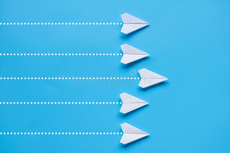 Top View of White Paper Airplanes with One Leading the Rest. Leadership ...