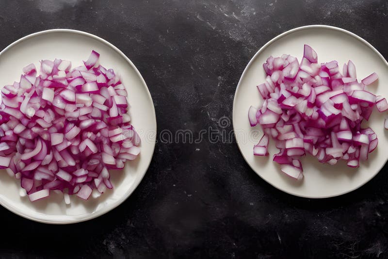 Top View of White Plates with Cut Onion on the Table Stock Photo ...