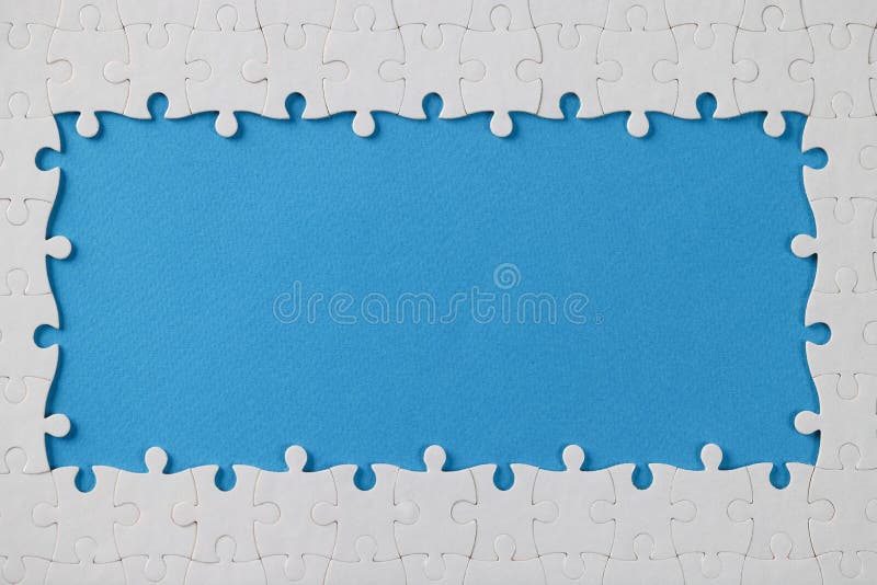White Puzzle Frame with Missing Pieces in Middle, Empty Space in Centre ...