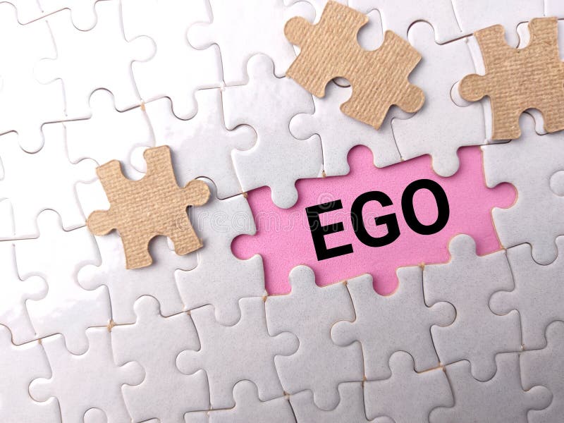 Top View White Puzzle with Text EGO Stock Photo - Image of motivation ...