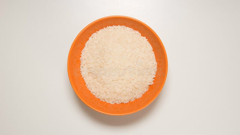 TOP VIEW: White Rice on an Orange Dish Stock Image - Image of ...