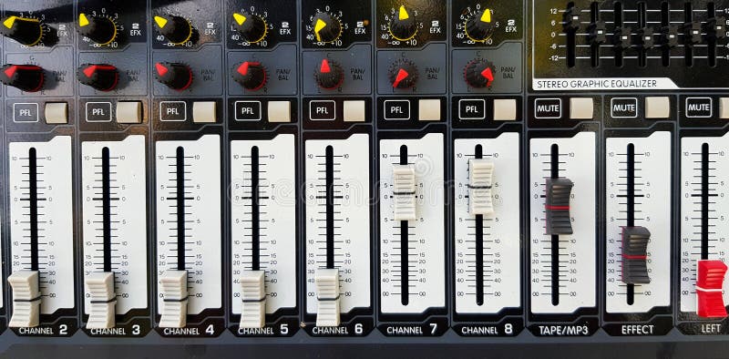 Top View of White Sound Mixer Panel Equipment for Mixing or Control ...