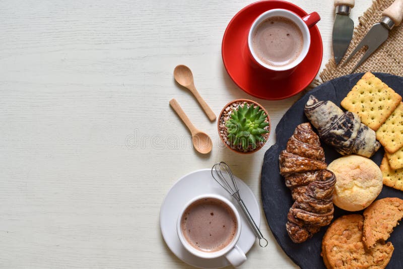 Top View White Breakfast Table Stock Photo - Image of creative, table ...