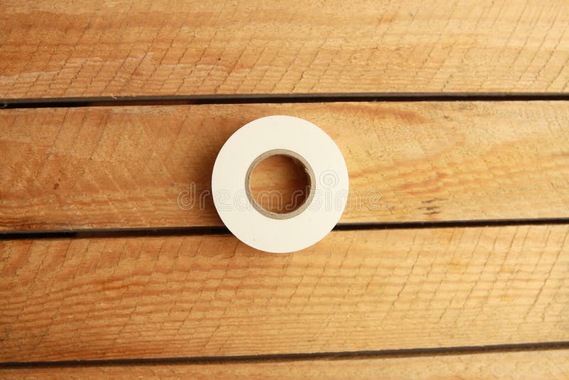 Top View of a White Tape Isolated on a Wooden Surface Stock Image ...