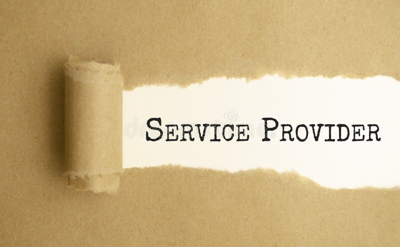 Top View of White Torn Paper and the Text SERVICE PROVIDER on a Yellow ...