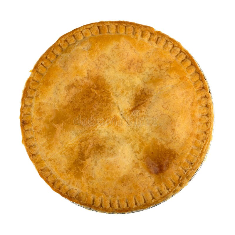 Top View of a Whole Chicken Meat Pie Isolated on a White Background ...