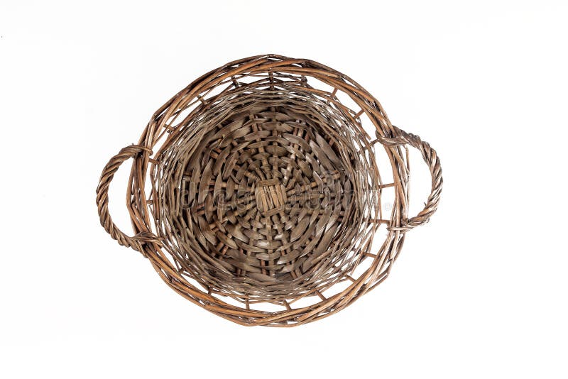 Top View of a Wicker Basket with Handles, Isolated Stock Photo - Image ...