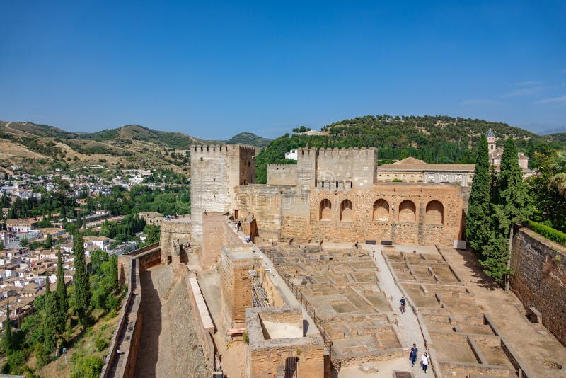 Top View Wide Angle of Alhambra, City and Mountains Editorial Image ...