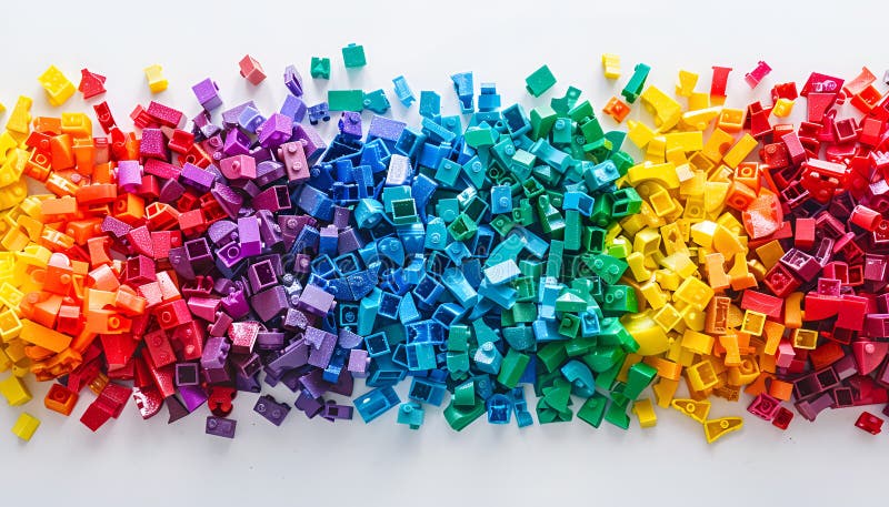 Top View of Wide Pile Various Colorful Rainbow Colored Stackable ...