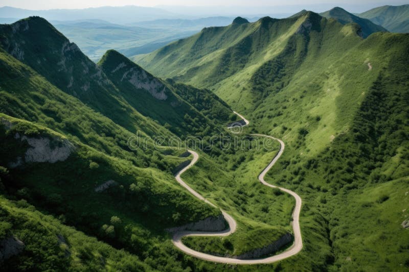 Top View of Winding Hiking Trail through Mountainous Terrain Stock ...
