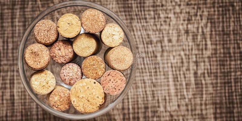 Top View Wine Corks in a Glass Goblet. Stock Photo - Image of ...