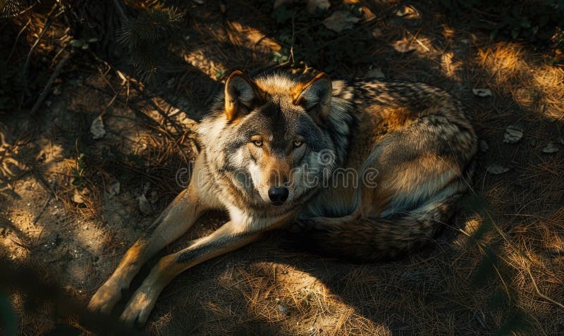 Top View of a Wolf Lying in the Shade Stock Photo - Image of canis ...