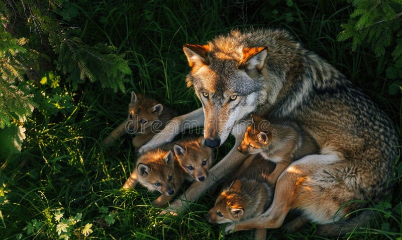 Top View of a Wolf Lying in the Shade Stock Image - Image of animals ...