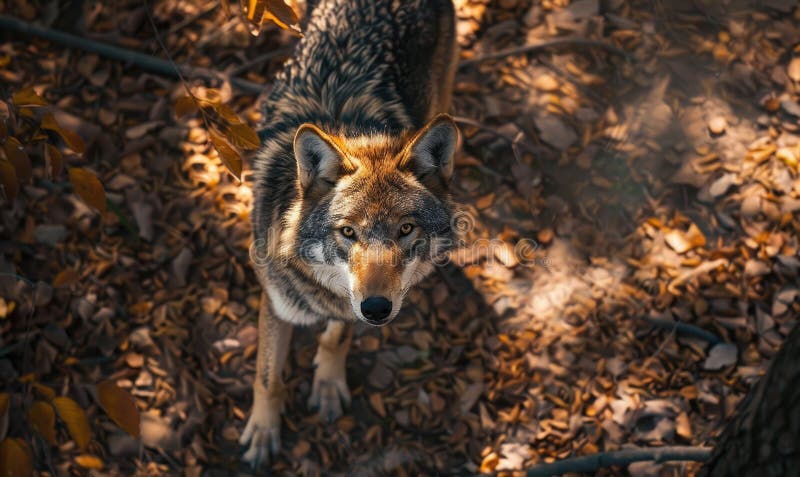 Top View of a Wolf Prowling through the Forest Stock Image - Image of ...