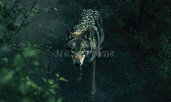Top View of a Wolf Stalking Prey in the Forest Stock Photo - Image of ...