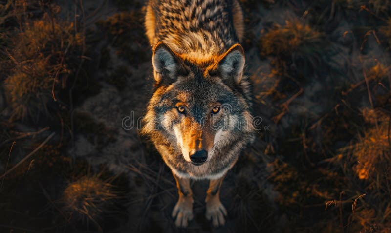 Top View of a Wolf Stalking Prey in the Forest Stock Photo - Image of ...
