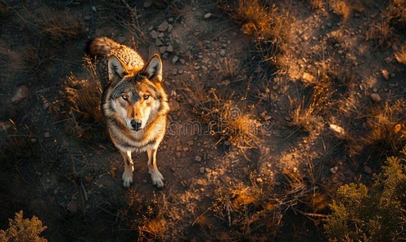 Top View of a Wolf Stalking Prey in the Forest Stock Image - Image of ...