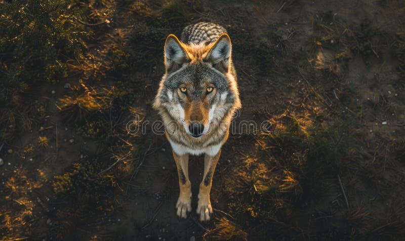 Top View of a Wolf Stalking Prey in the Forest Stock Image - Image of ...