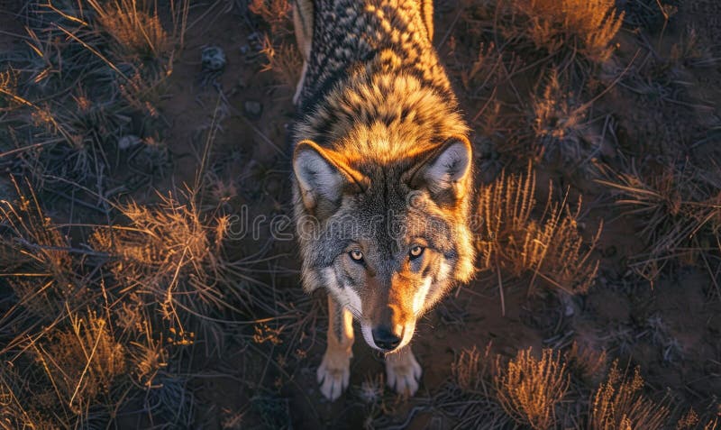 Top View of a Wolf Stalking Prey in the Forest Stock Photo - Image of ...