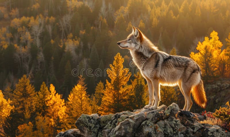 Top View of a Wolf Standing on a Rocky Outcrop Stock Image - Image of ...
