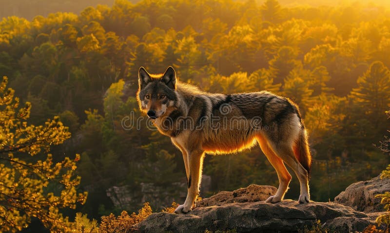 Top View of a Wolf Standing on a Rocky Outcrop Stock Photo - Image of ...