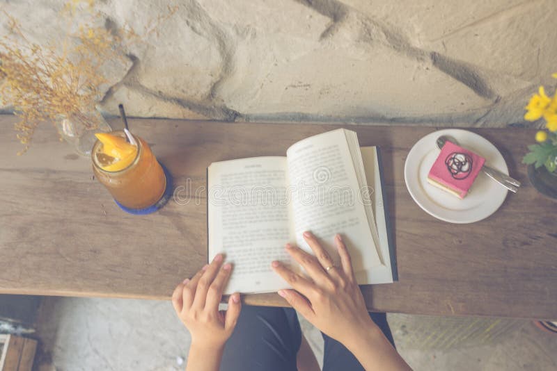 Top View of Woman Hand Reading Books Stock Photo - Image of leisure ...