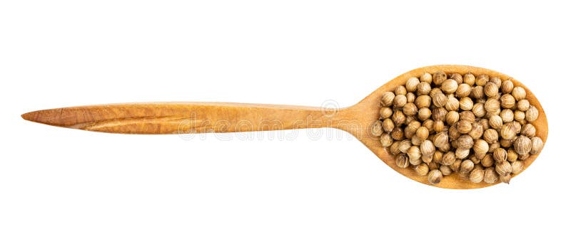 Top View of Wood Spoon with Coriander Seeds Stock Photo - Image of ...
