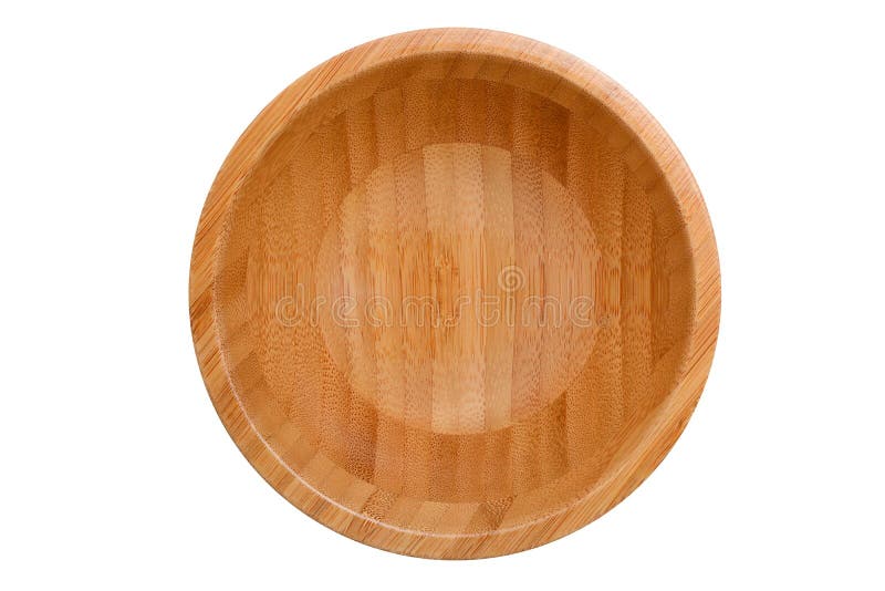 Top View of Wooden Bowl Isolated on White Stock Photo - Image of ...