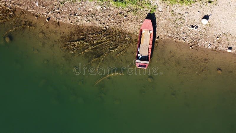 Top View of a Wooden Canoe Docked on a Shore Stock Photo - Image of ...