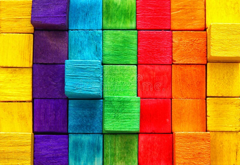 Top View of Wooden Colorful Cubes Stock Image - Image of desk, colorful ...