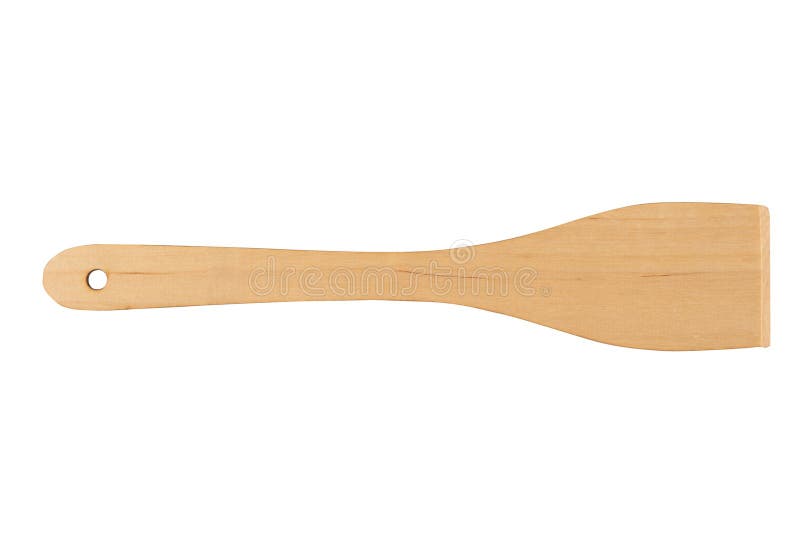 Top View of a Wooden Kitchen Spatula on a White Background. Stock Image ...
