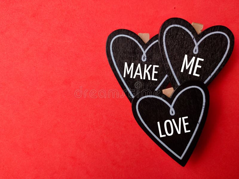 Top View Wooden Love Board with Text MAKE ME LOVE Stock Photo - Image ...