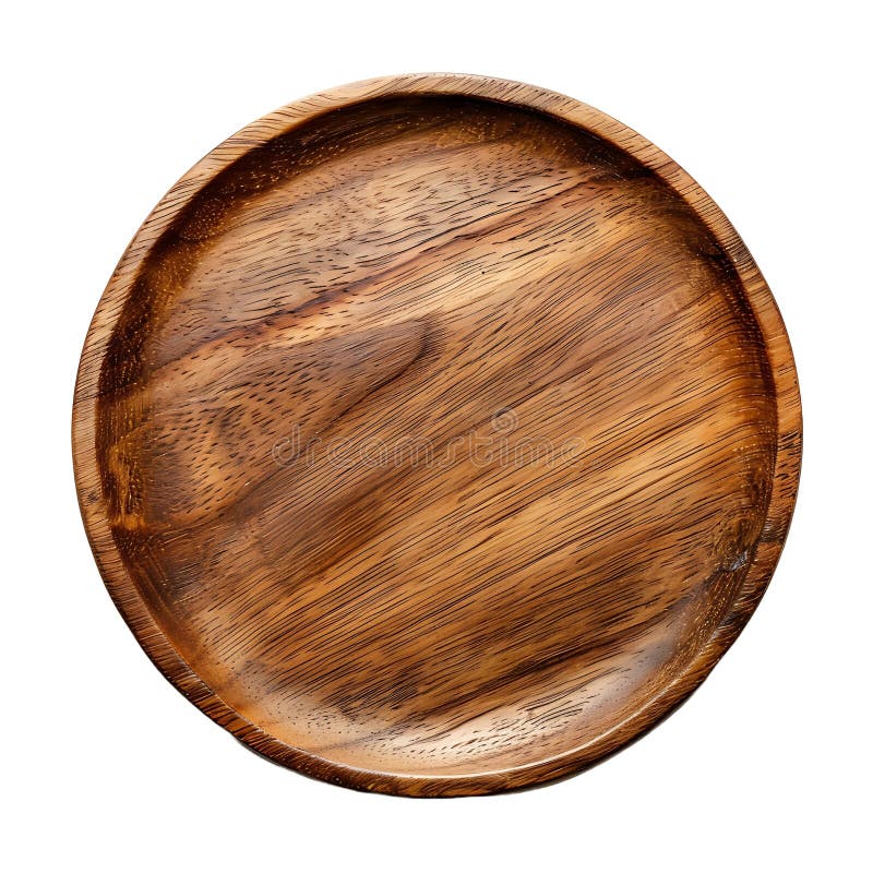 Top View Wooden Plate Dish Wood Texture on White Background Stock Photo ...